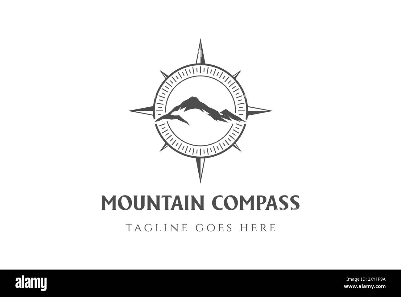 Retro Vintage Mount Compass Mountain Peak for Travel Adventure Logo ...