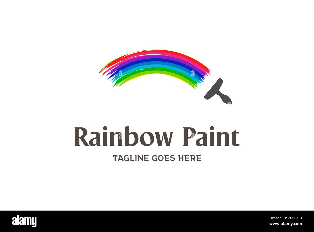 Colorful Modern Rainbow Color with Paintbrush Logo Design Vector Stock ...