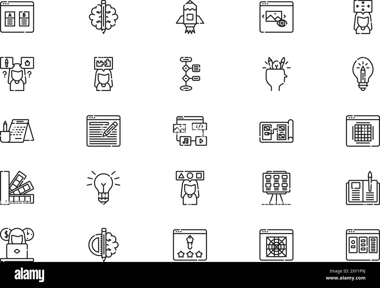 Design thinking icons collection is a vector illustration with editable ...