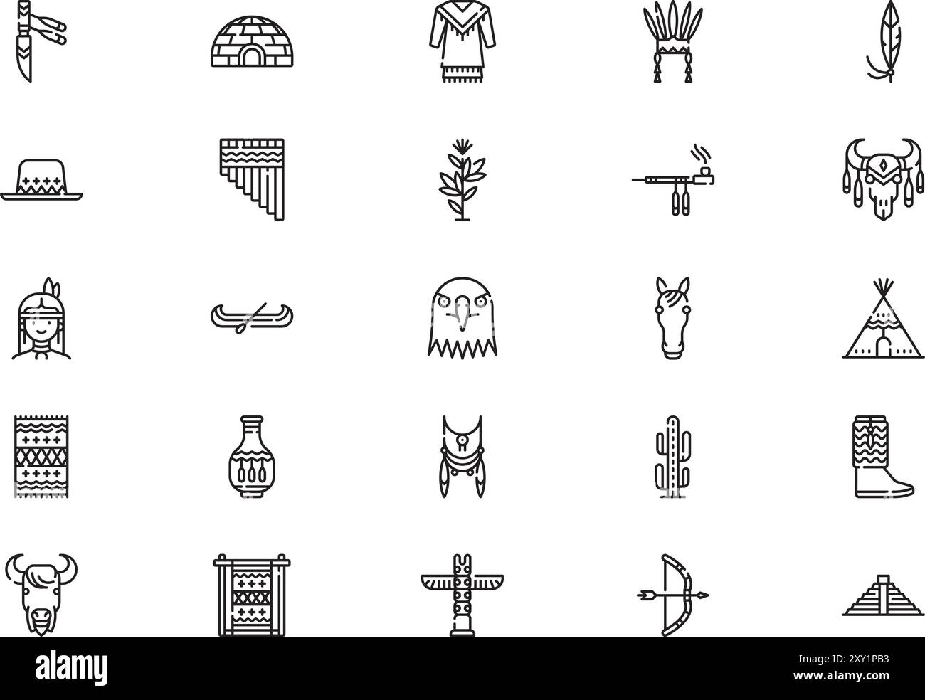 American indigenous icons collection is a vector illustration with ...