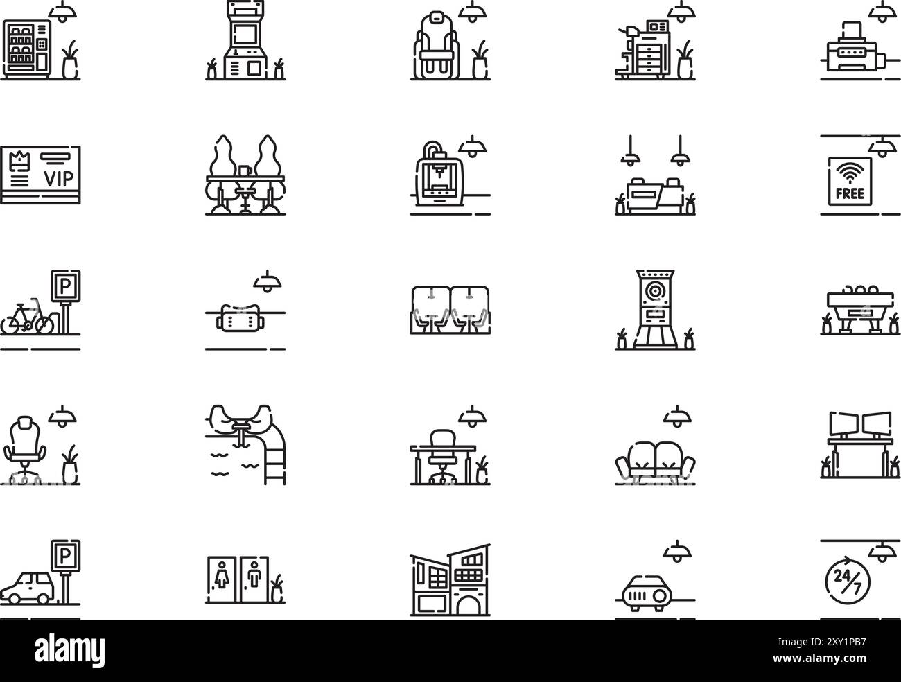 Coworking space icons collection is a vector illustration with editable ...