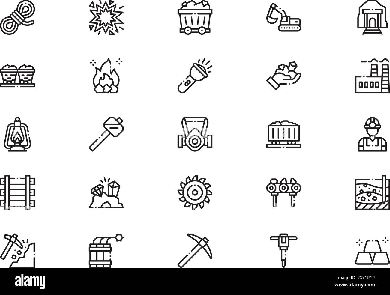 Mining icons collection is a vector illustration with editable stroke ...