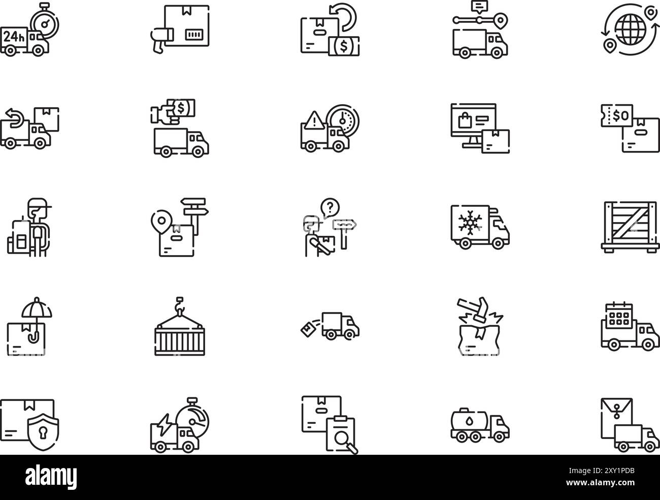 Delivery icons collection is a vector illustration with editable stroke ...