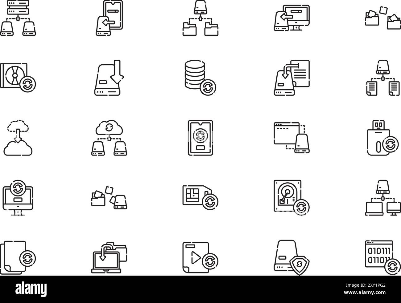 Backup icons collection is a vector illustration with editable stroke ...