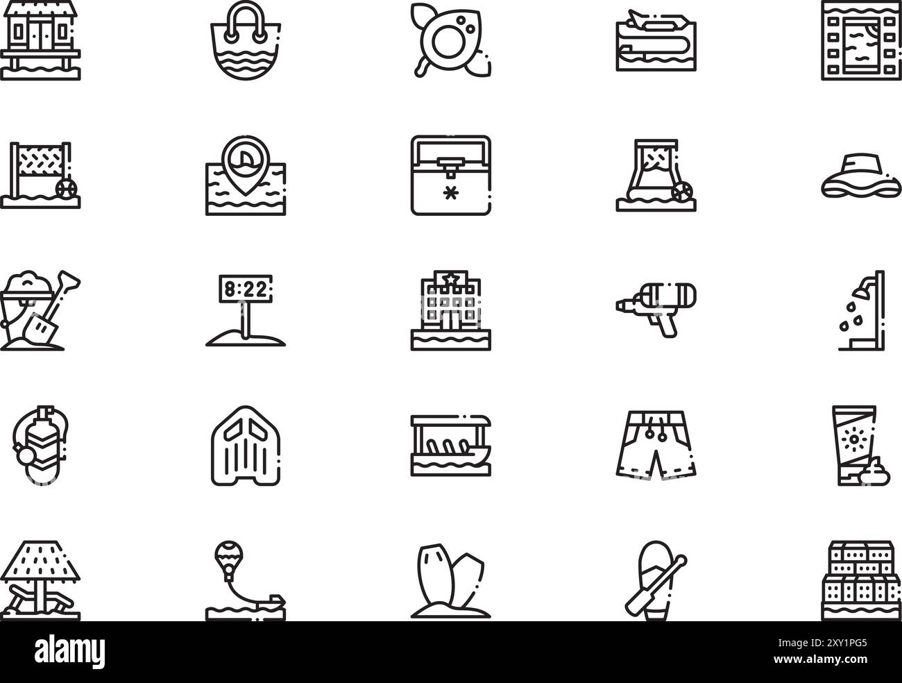 Beach resort icons collection is a vector illustration with editable ...
