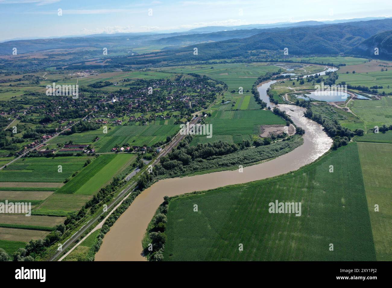 Aerial view of a river by drone Stock Photo - Alamy