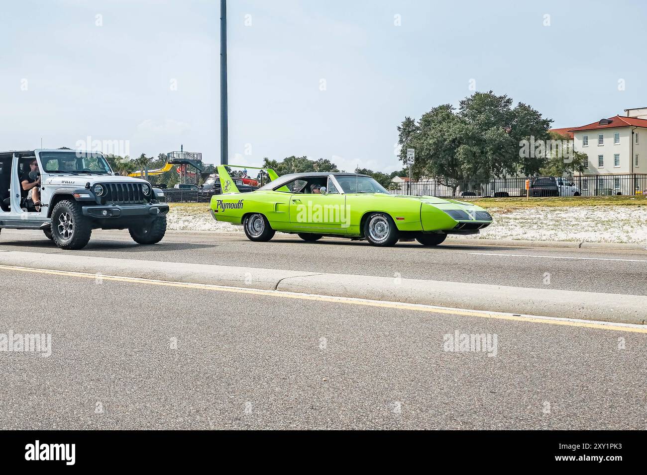 Gulfport, MS - October 05, 2023: Wide angle front corner view of a 1970 ...