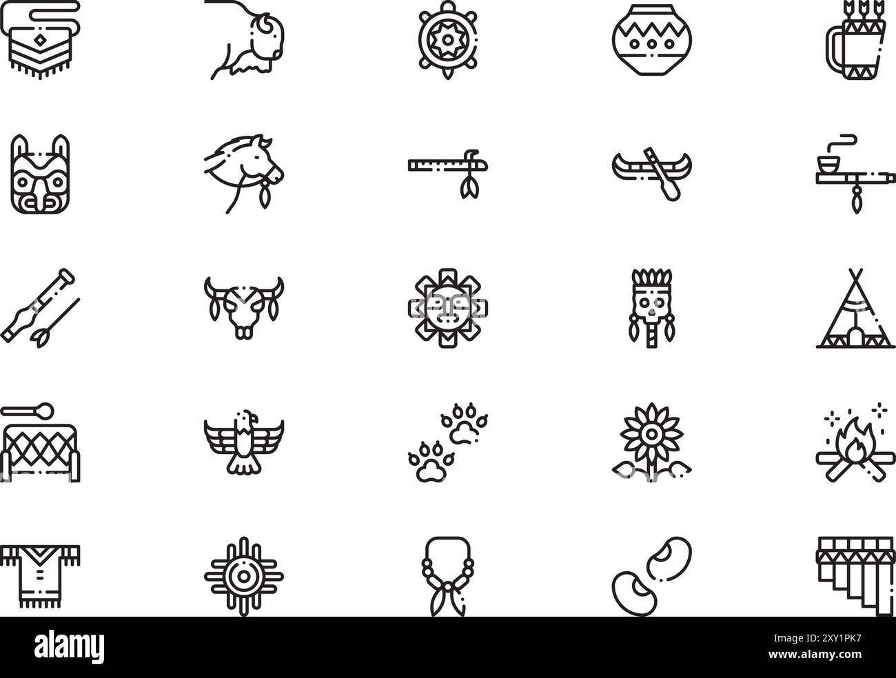American indigenous icons collection is a vector illustration with ...