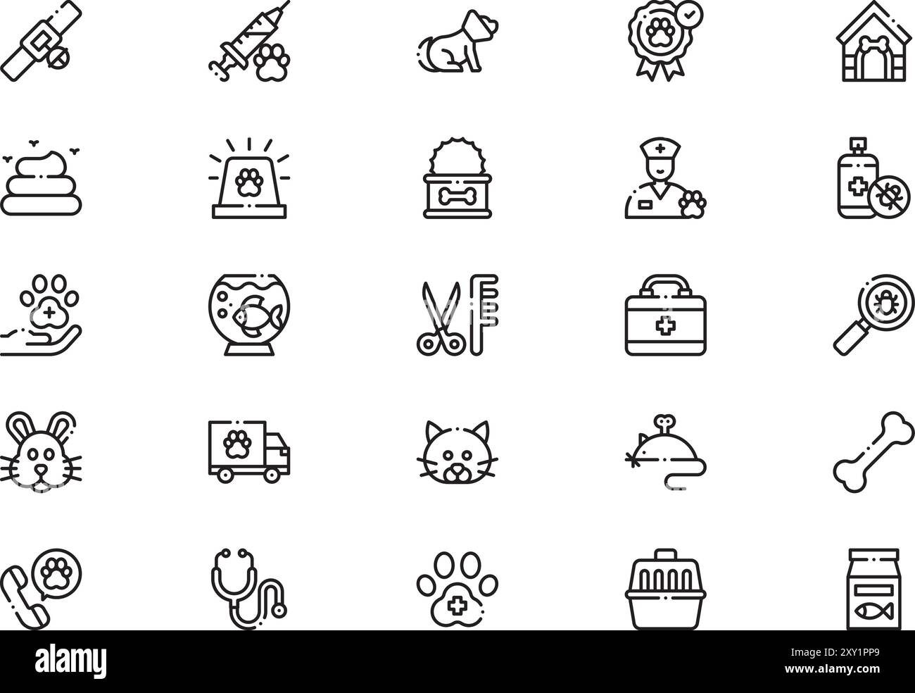 Veterinary icons collection is a vector illustration with editable ...