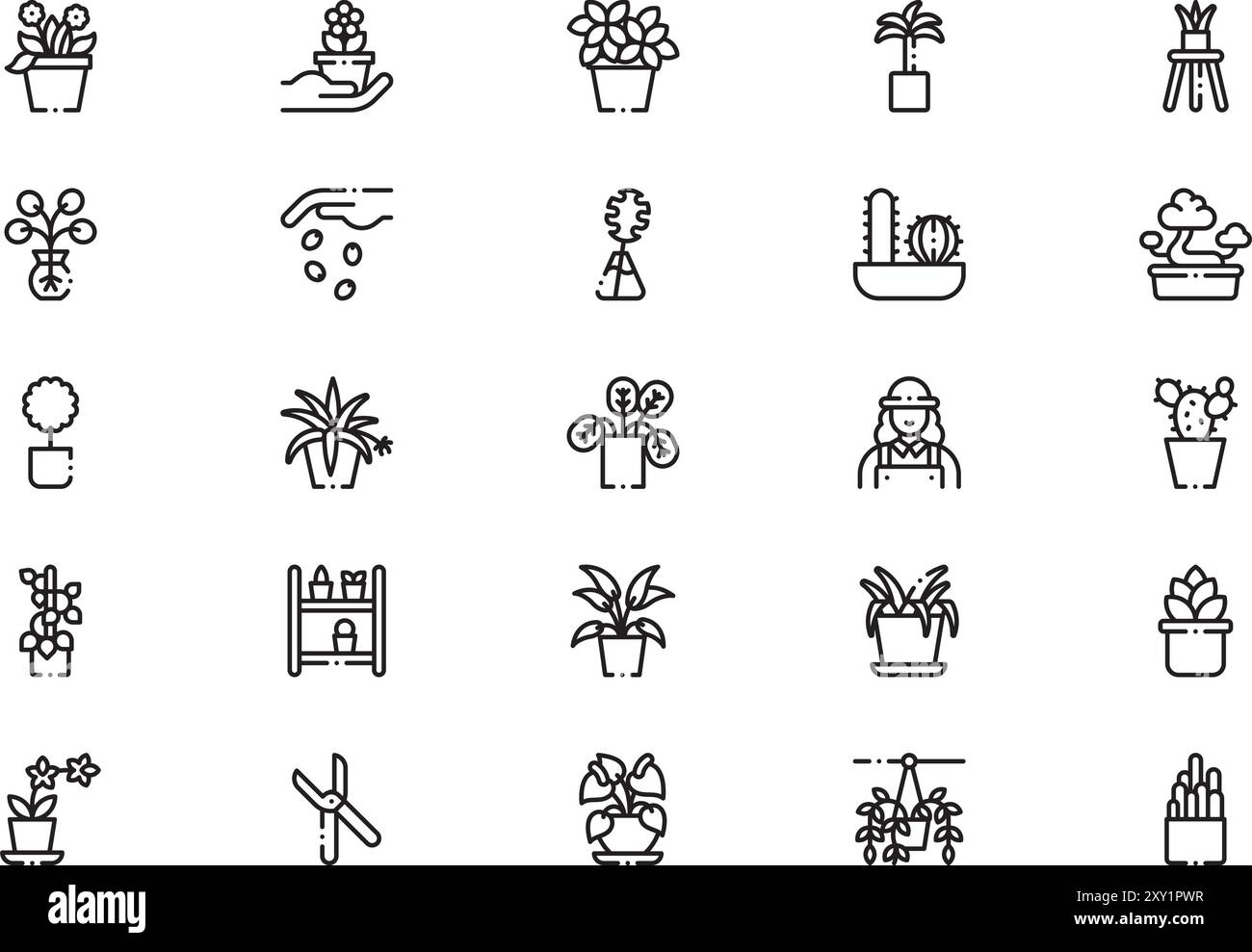 House plants icons collection is a vector illustration with editable ...