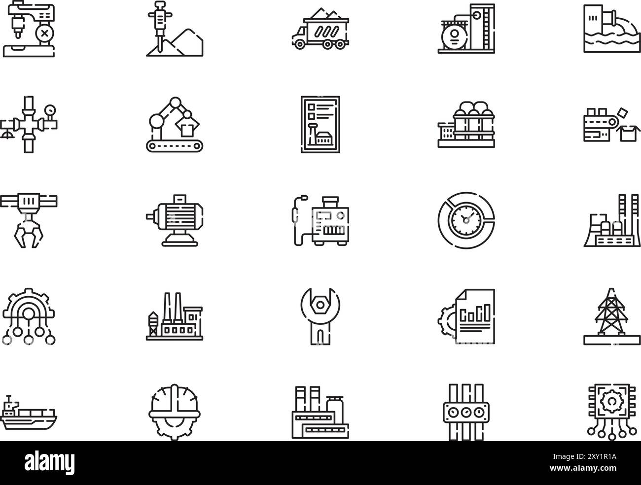 Industrial process icons collection is a vector illustration with ...