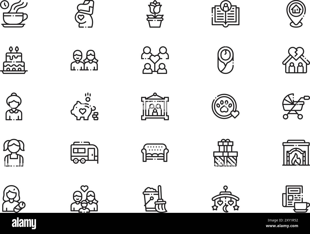 Family icons collection is a vector illustration with editable stroke ...