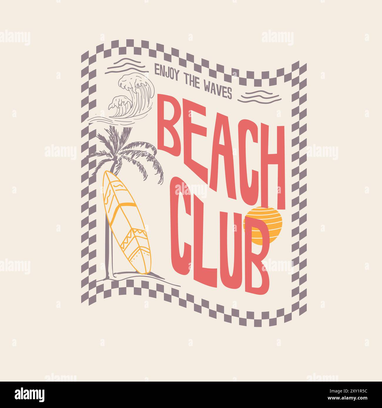 Beach Club retro summer beach typography Stock Vector Image & Art - Alamy