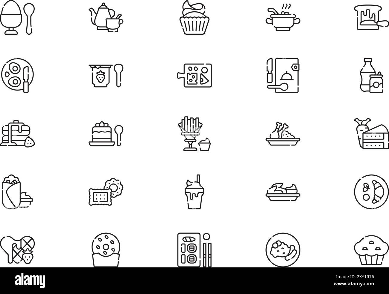 Brunch icons collection is a vector illustration with editable stroke ...