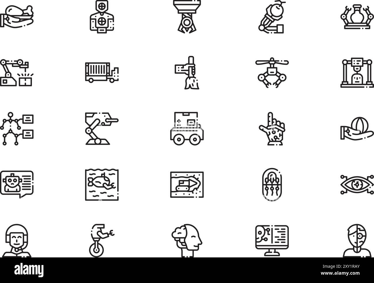 Robotics icons collection is a vector illustration with editable stroke ...