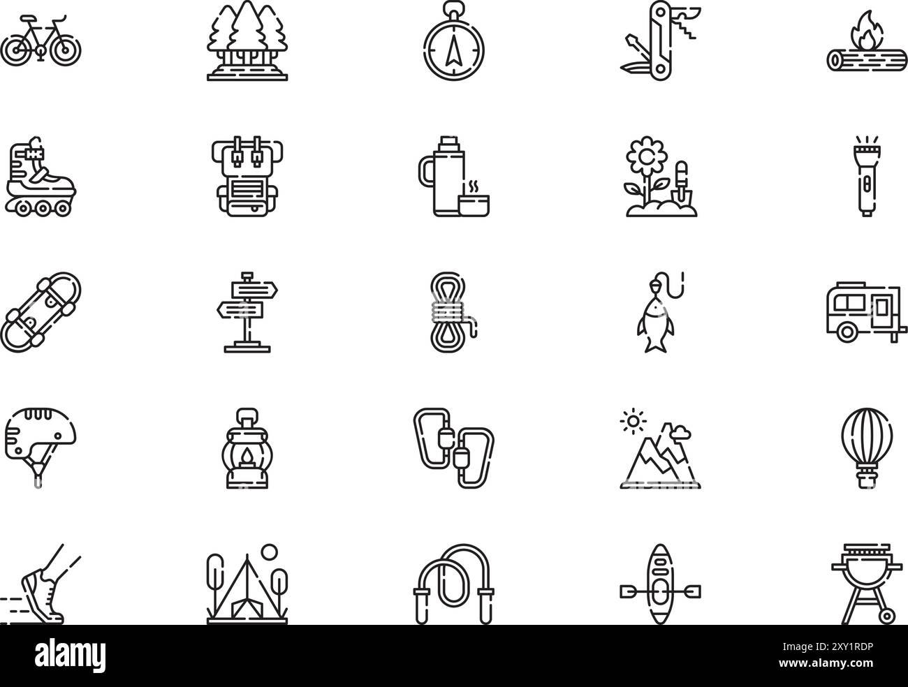 Outdoor activities icons collection is a vector illustration with ...