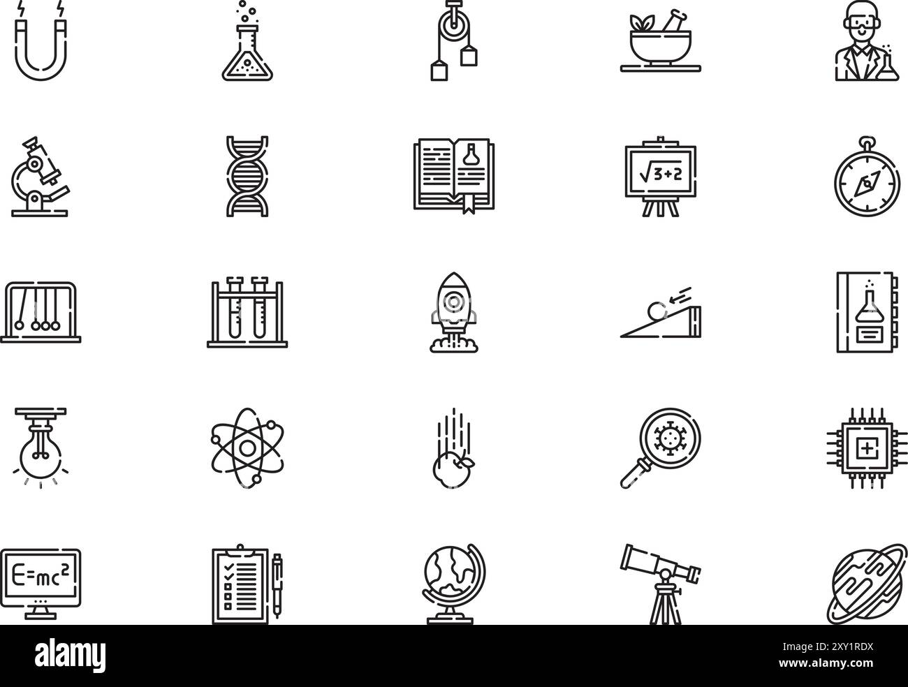 Science icons collection is a vector illustration with editable stroke ...