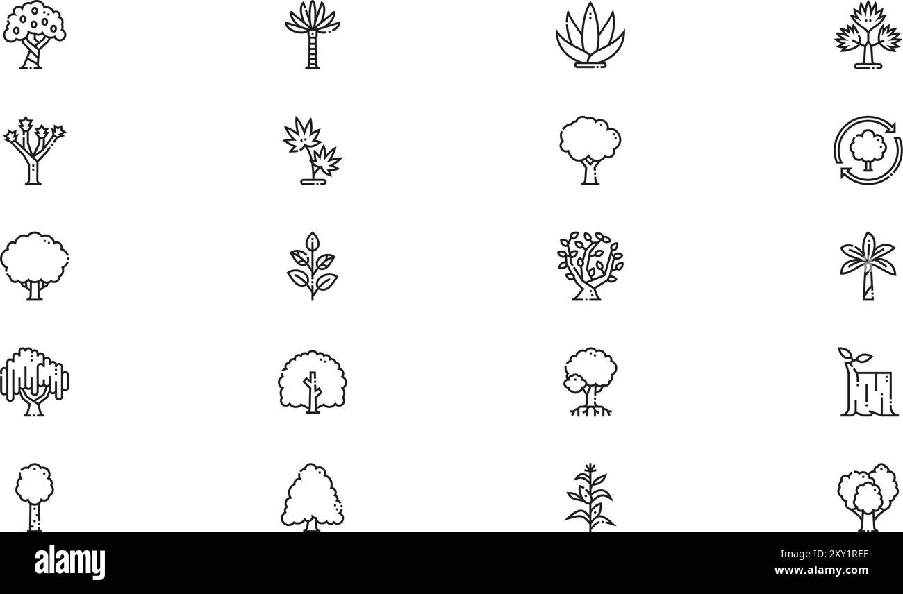 Trees icons collection is a vector illustration with editable stroke ...