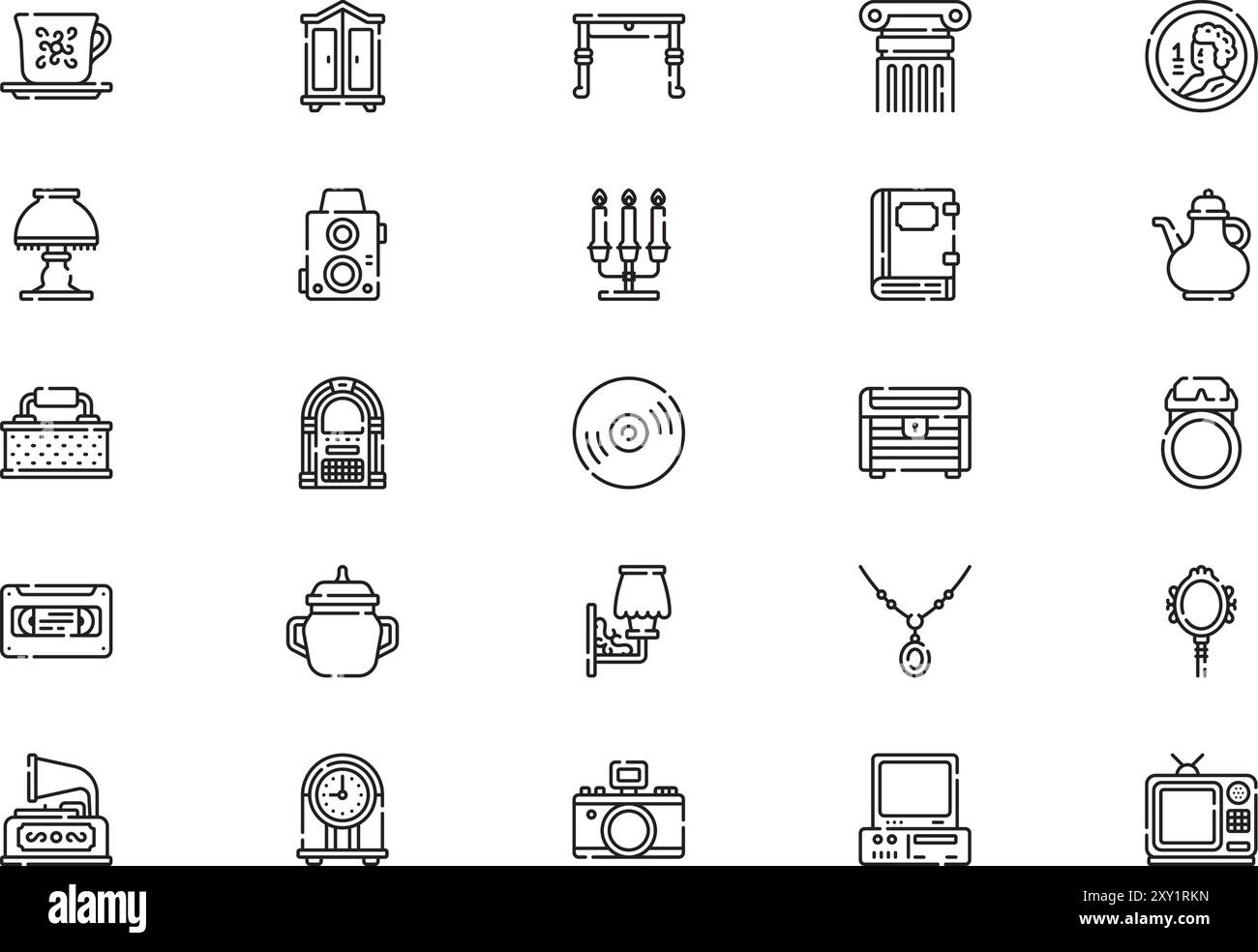 Antiques icons collection is a vector illustration with editable stroke ...
