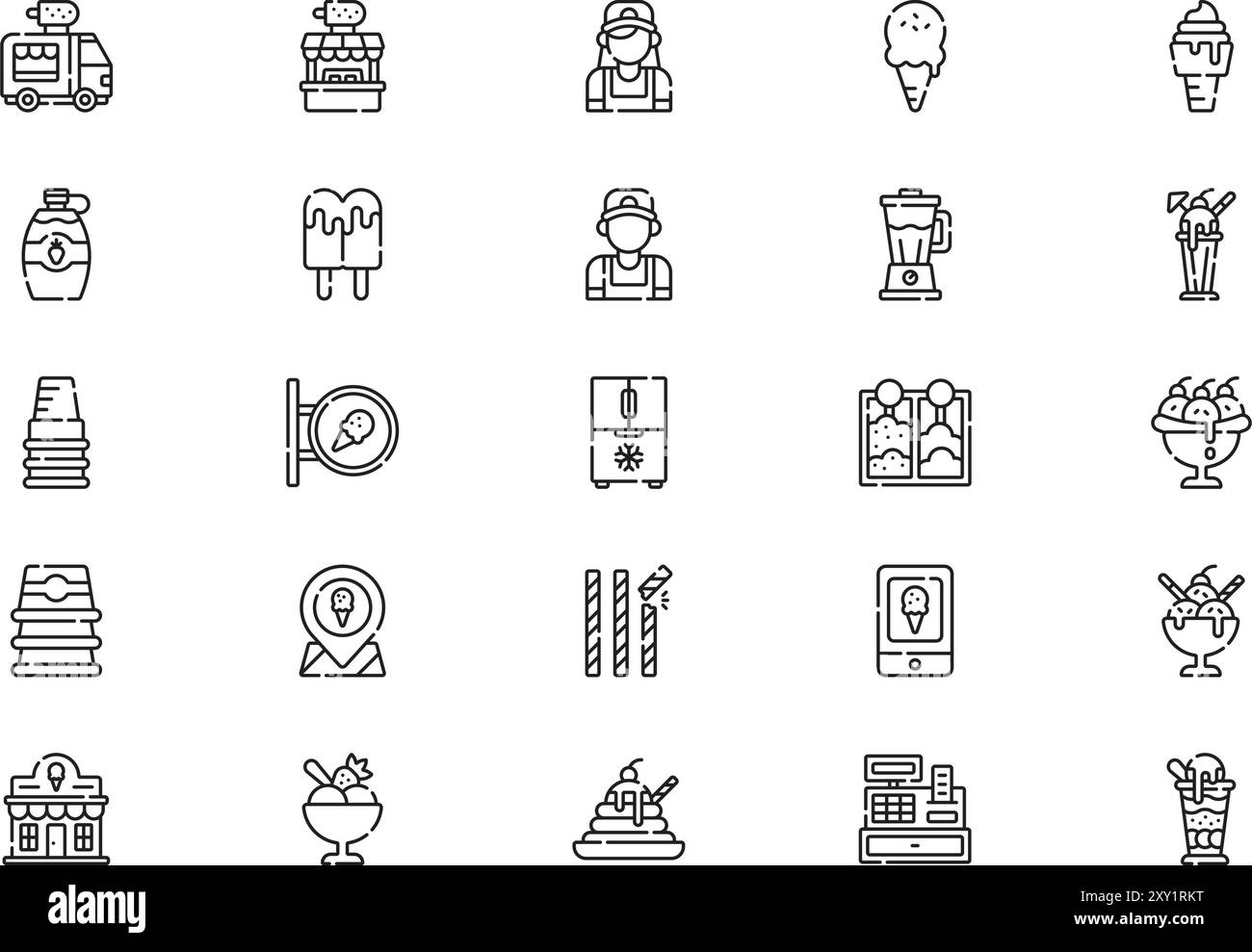 Ice cream shop icons collection is a vector illustration with editable ...