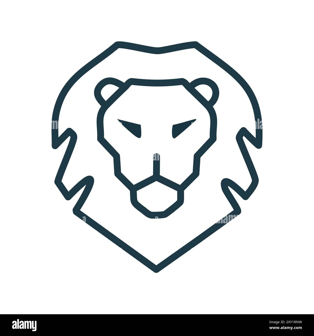 Bold lion head icon design. This minimalist lion head icon conveys strength, power, and ...
