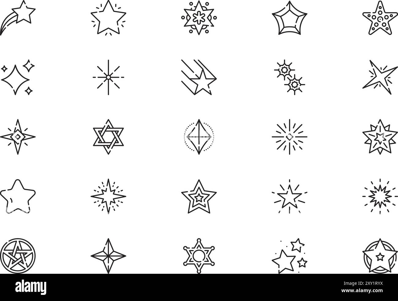 Stars icons collection is a vector illustration with editable stroke ...