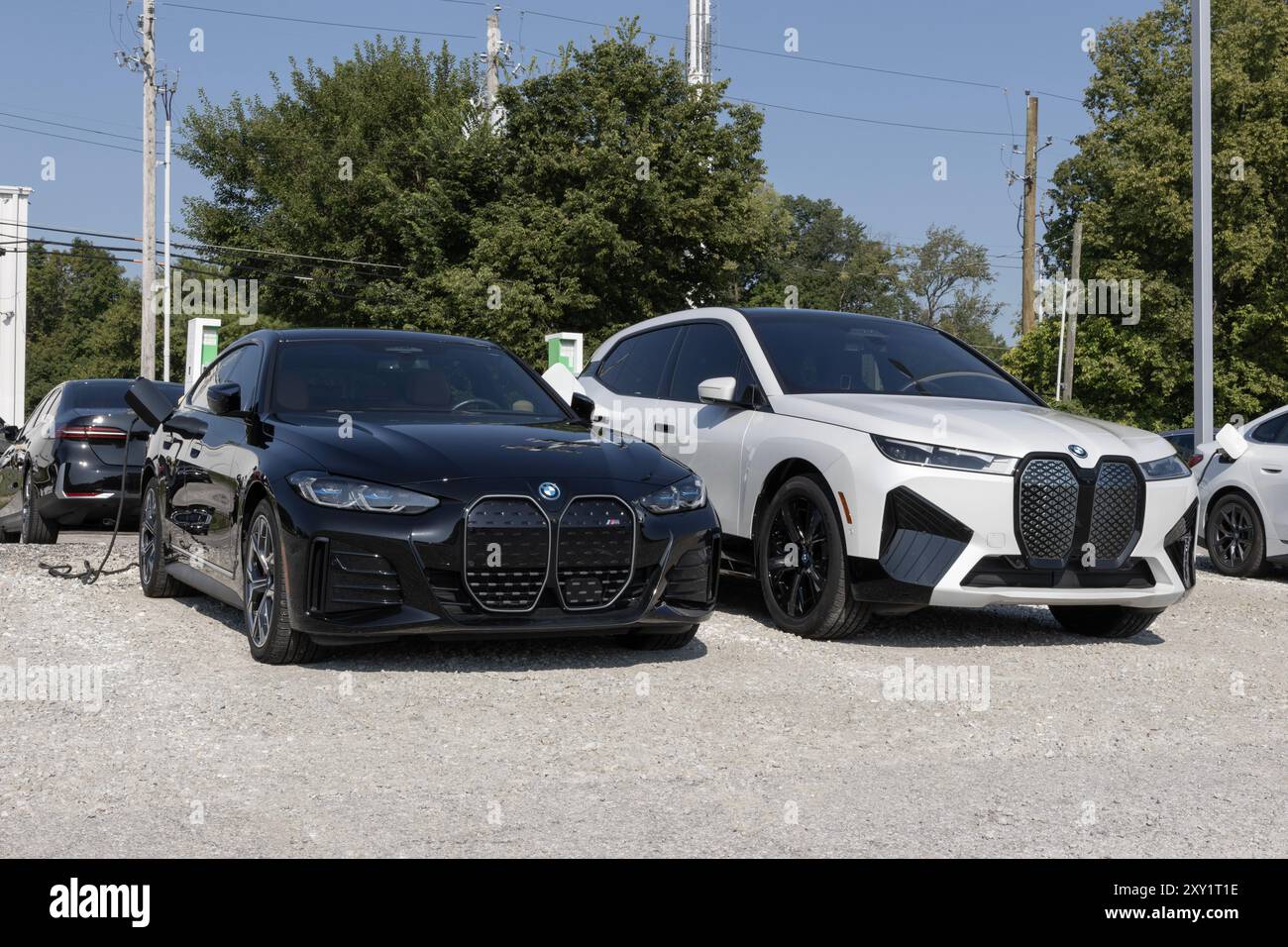 Indianapolis - August 25, 2024: BMW i4 M50 and iX xDrive50 at a ...