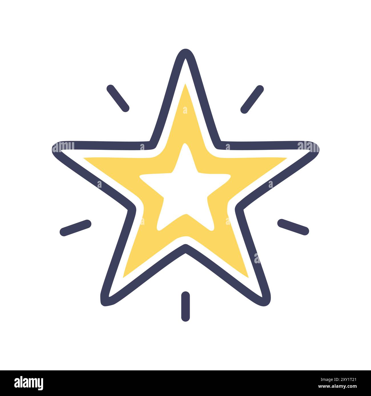 Shining star icon illustration. A bright, cheerful star with a shining ...