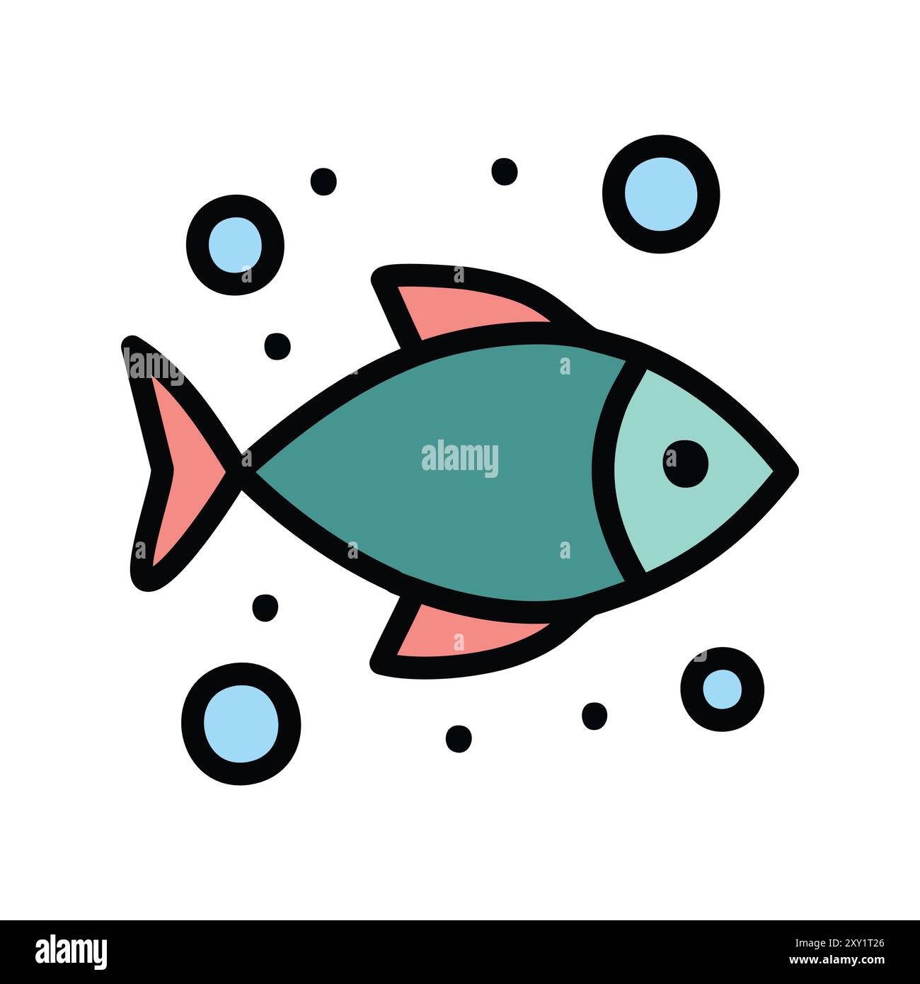 Happy fish swimming in water bubbles. A cheerful fish with a bright ...