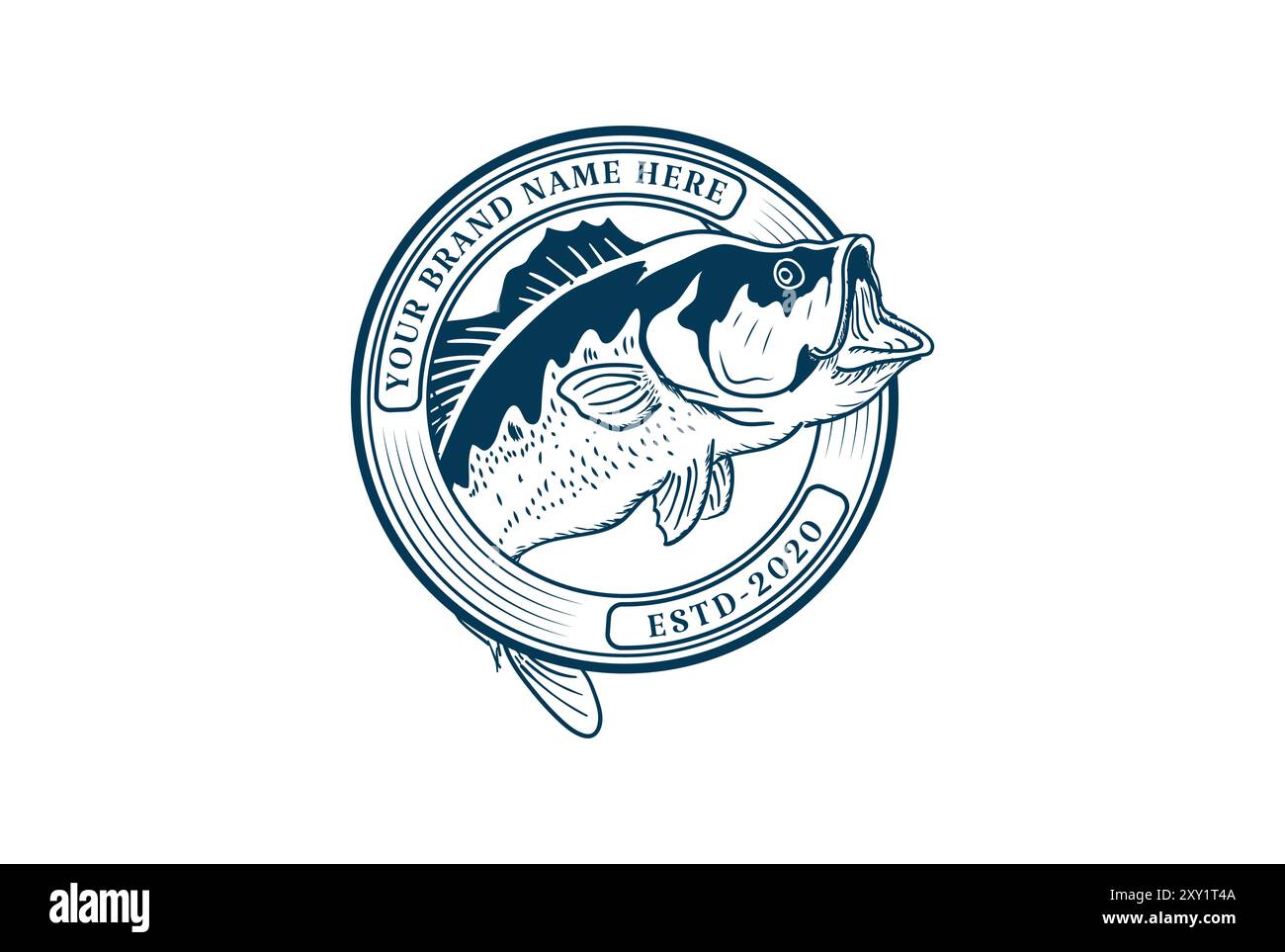 Circular Round Bass Large Mouth Fish Badge Emblem Label for Angler Club ...