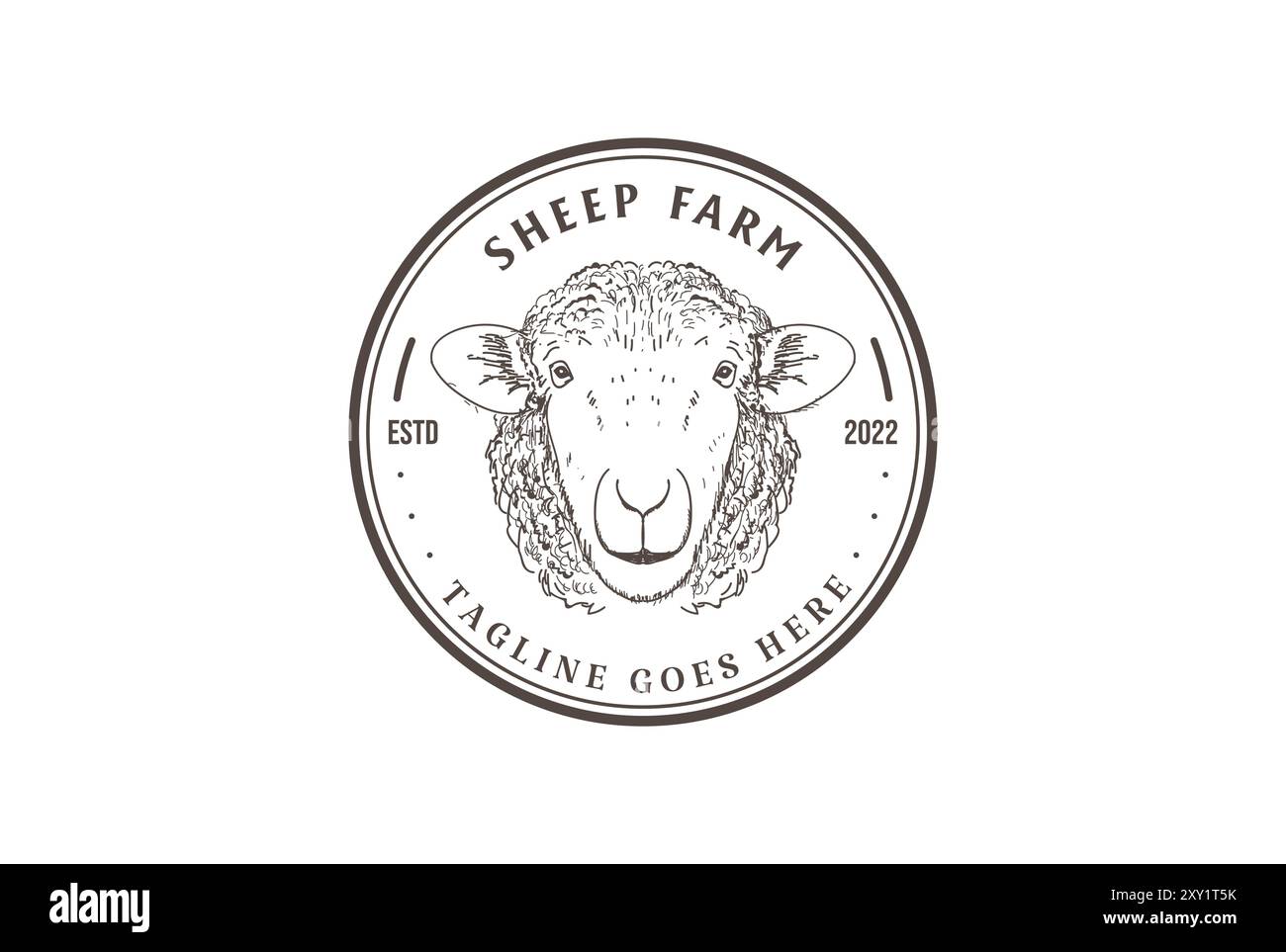Vintage Retro Sheep Lamb Livestock Farm Badge Emblem Stamp Label logo ...