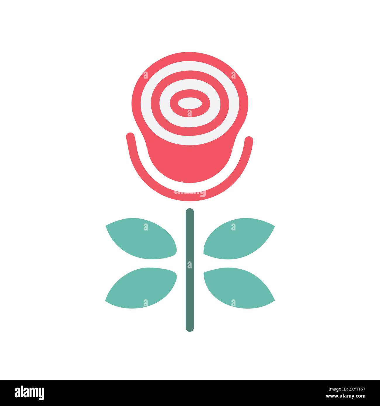 Simple red rose icon design. Minimalist design of a rose, symbolizing ...