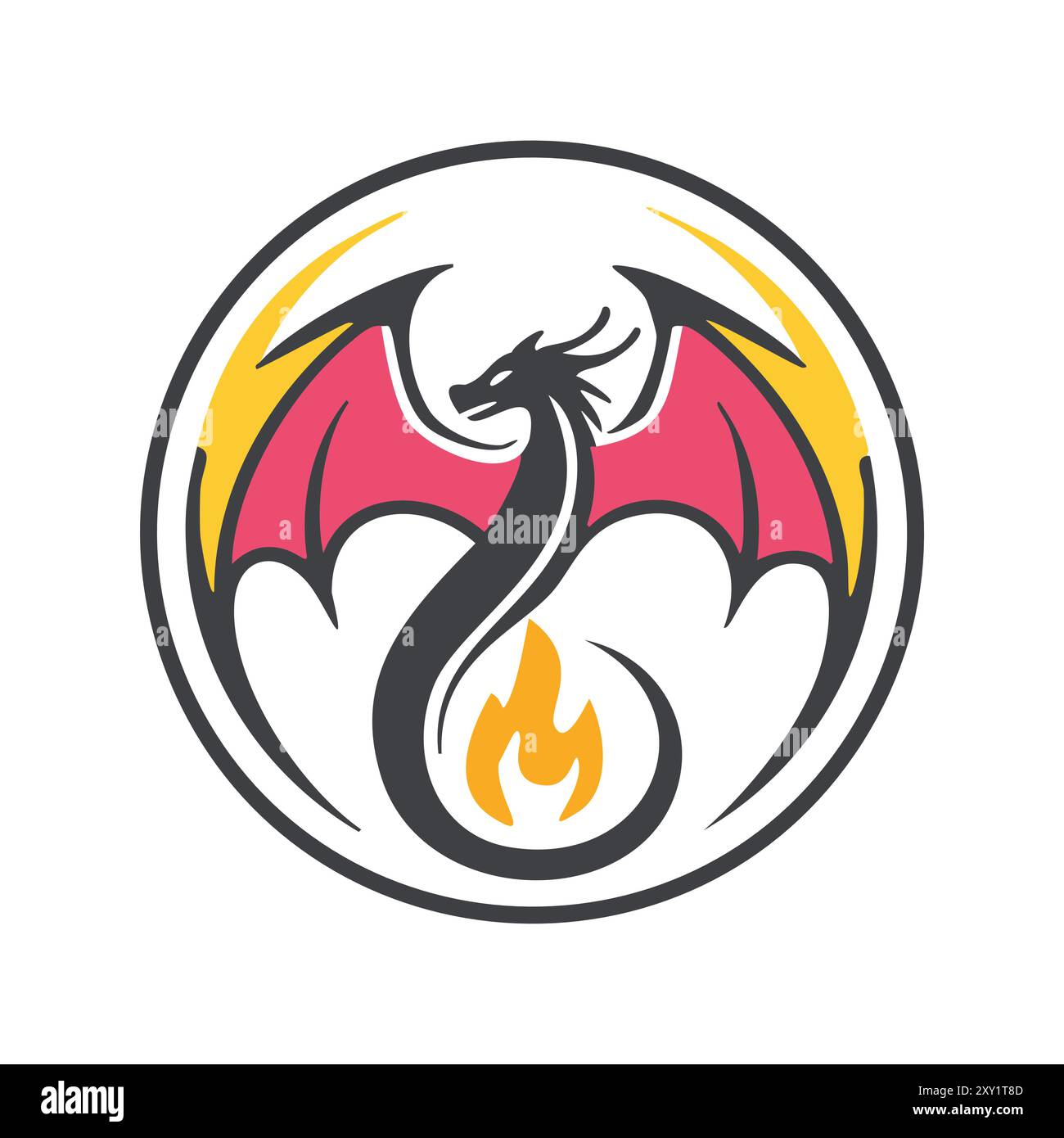 Fiery dragon logo design. Symbolic mythical beast, with fiery breath ...