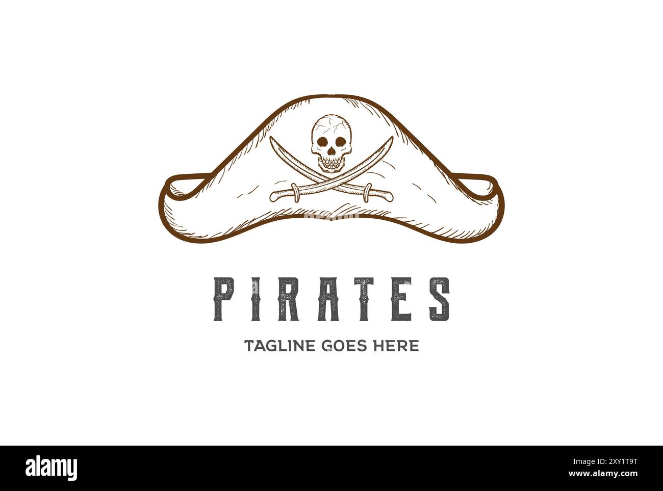 Vintage Retro Pirates Sailor Hat with Sword And Skull Emblem Logo ...