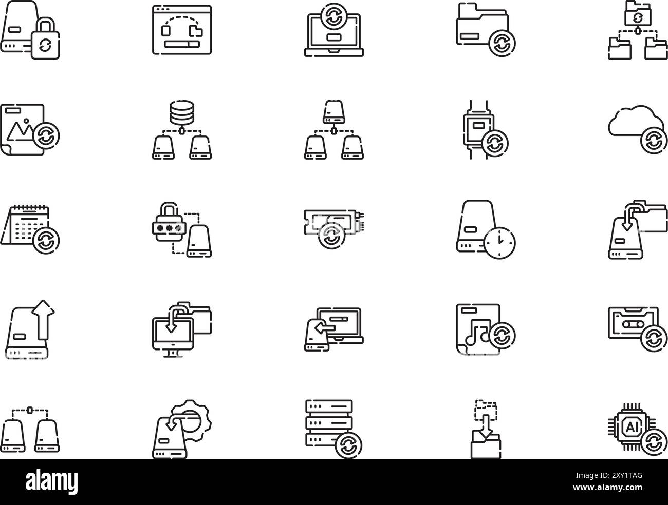 Backup icons collection is a vector illustration with editable stroke ...