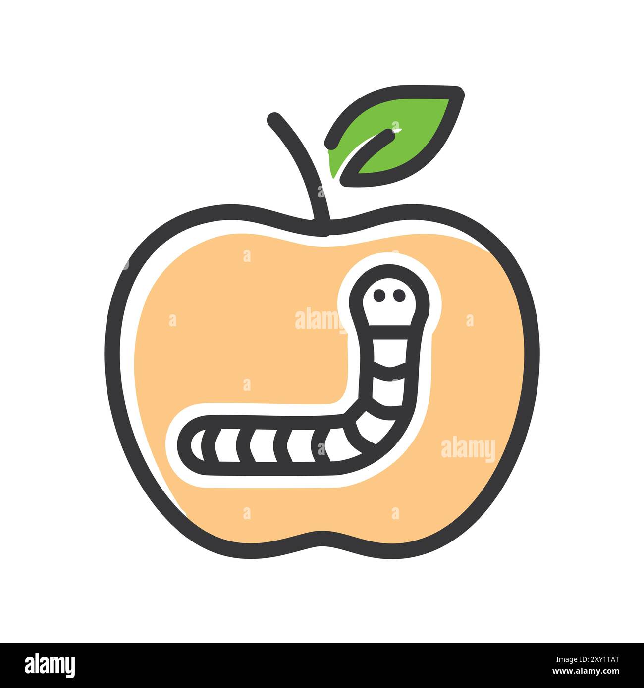 Apple with worm inside. A simple illustration of an apple with a worm ...