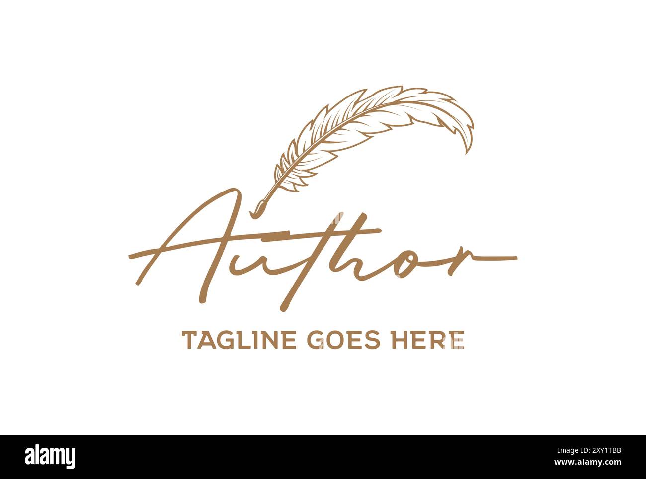 Elegant Luxury Quill Feather Pen Signature Handwriting logo design ...