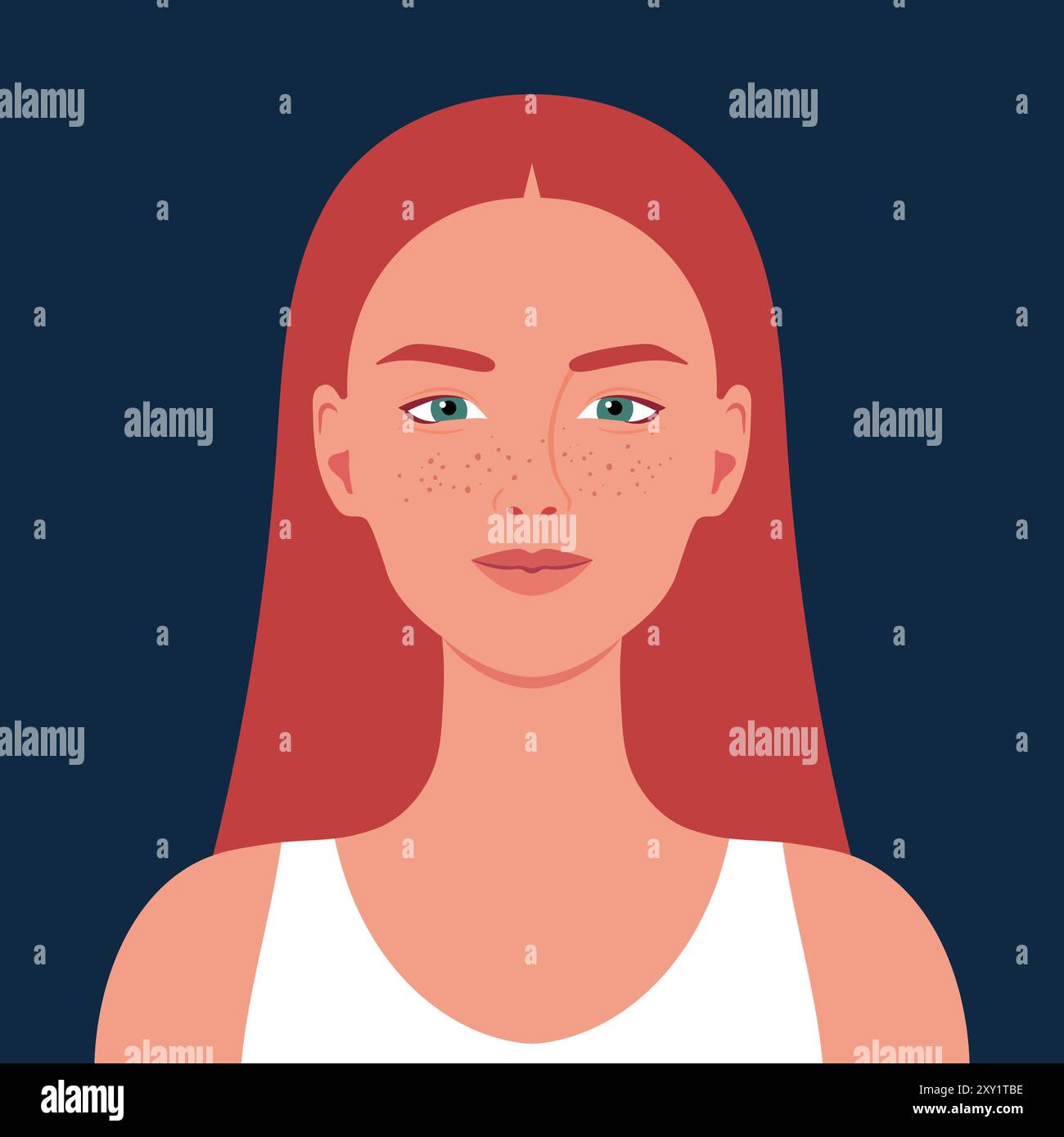 Portrait of a young smiling redhead woman with freckles. Avatar for ...