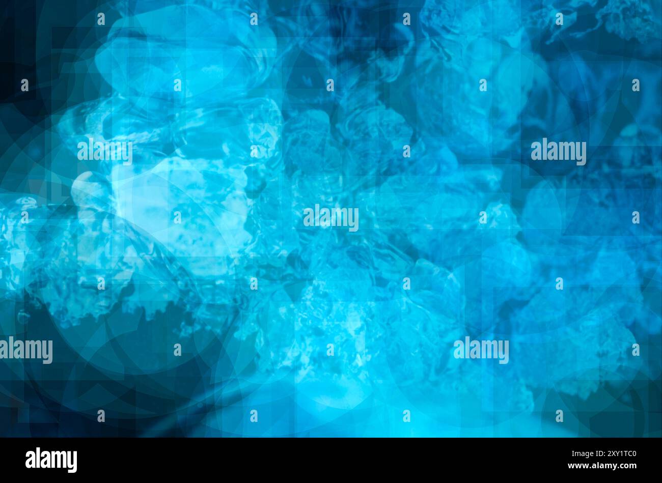 A blue abstract ice sculpture floats amidst a dreamy Bokeh effect ...