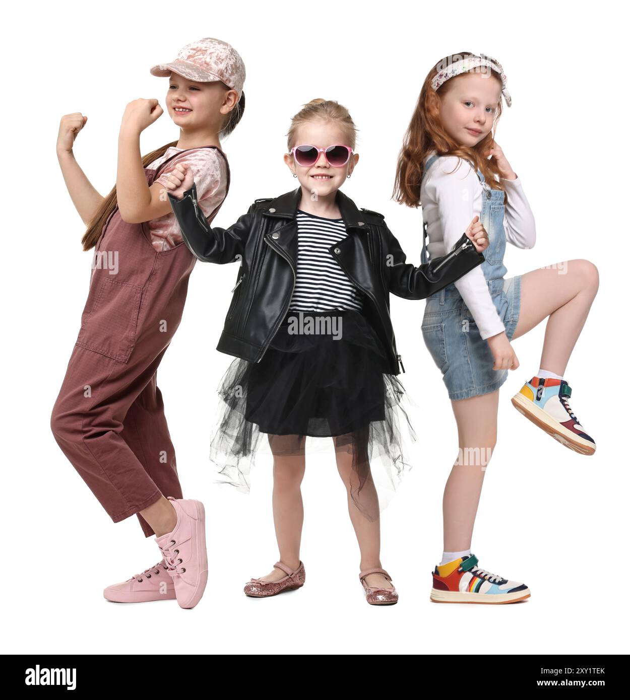 Children dancing on white background, collection of portraits Stock ...