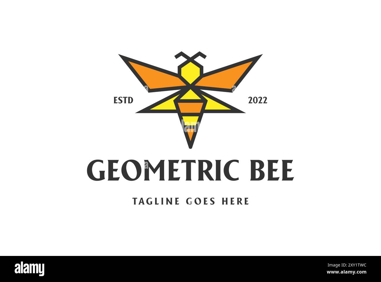 Colorful Geometric Bug Bee Bumblebee for Honey or Kids Play Logo Design ...