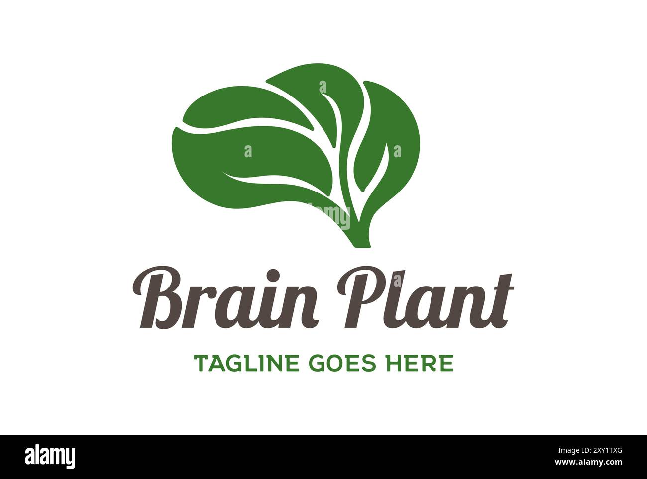 Green Brain shape Leaf Plant for Environment Mind Intelligent Logo ...