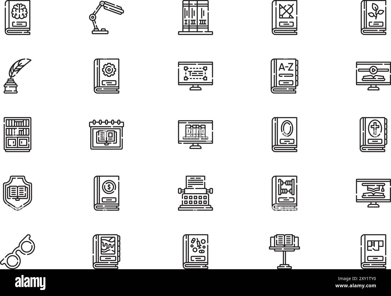Literacy icons collection is a vector illustration with editable stroke ...