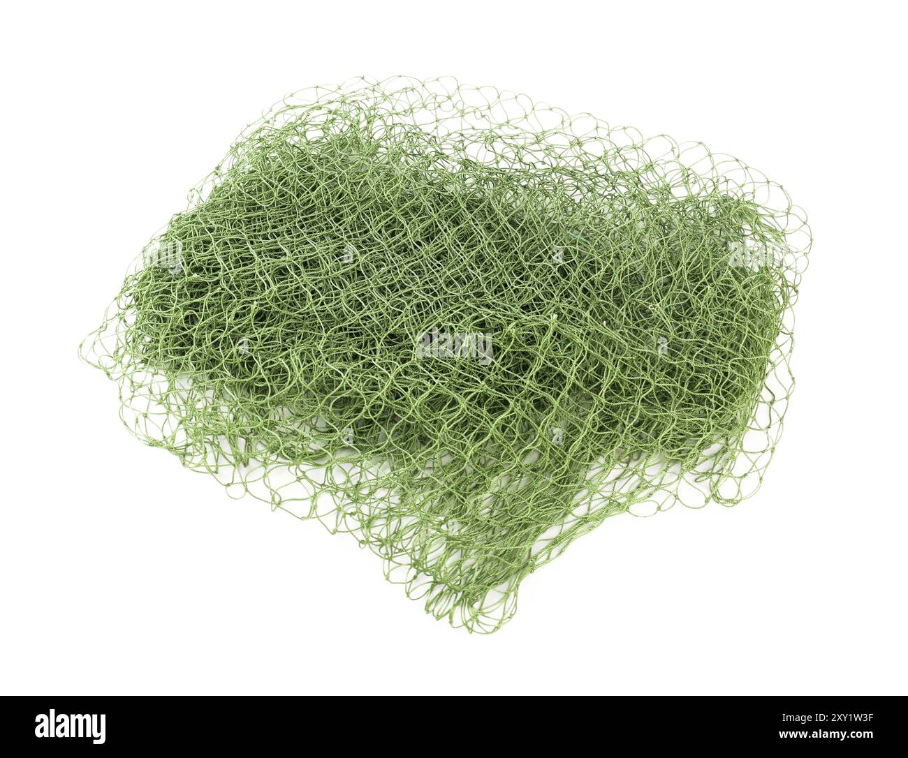 One green fishing net isolated on white, top view Stock Photo - Alamy