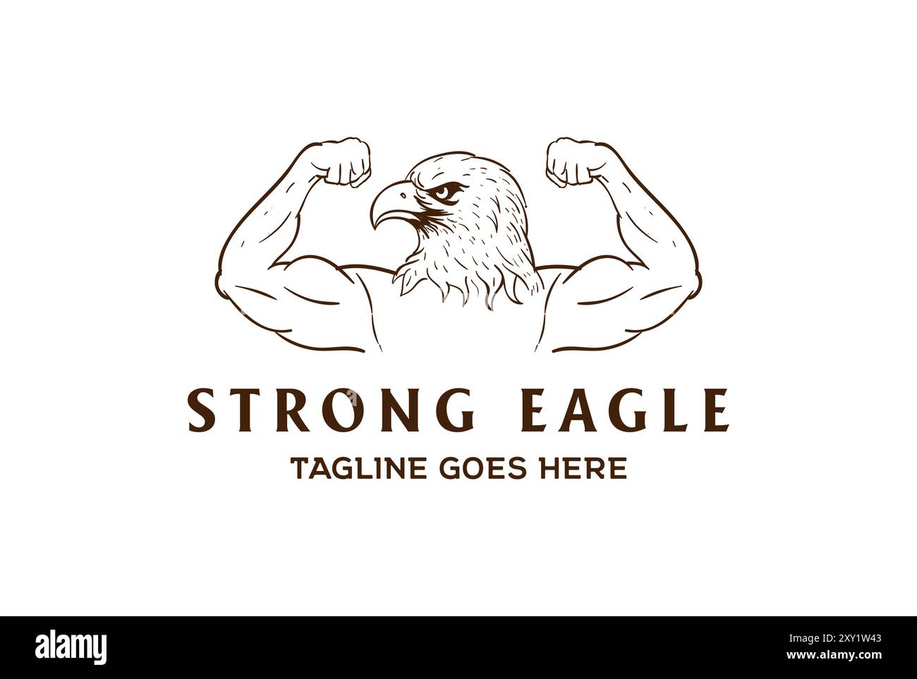 Vintage Muscular Eagle Hawk Falcon for Fitness Gym Sport Club Logo ...