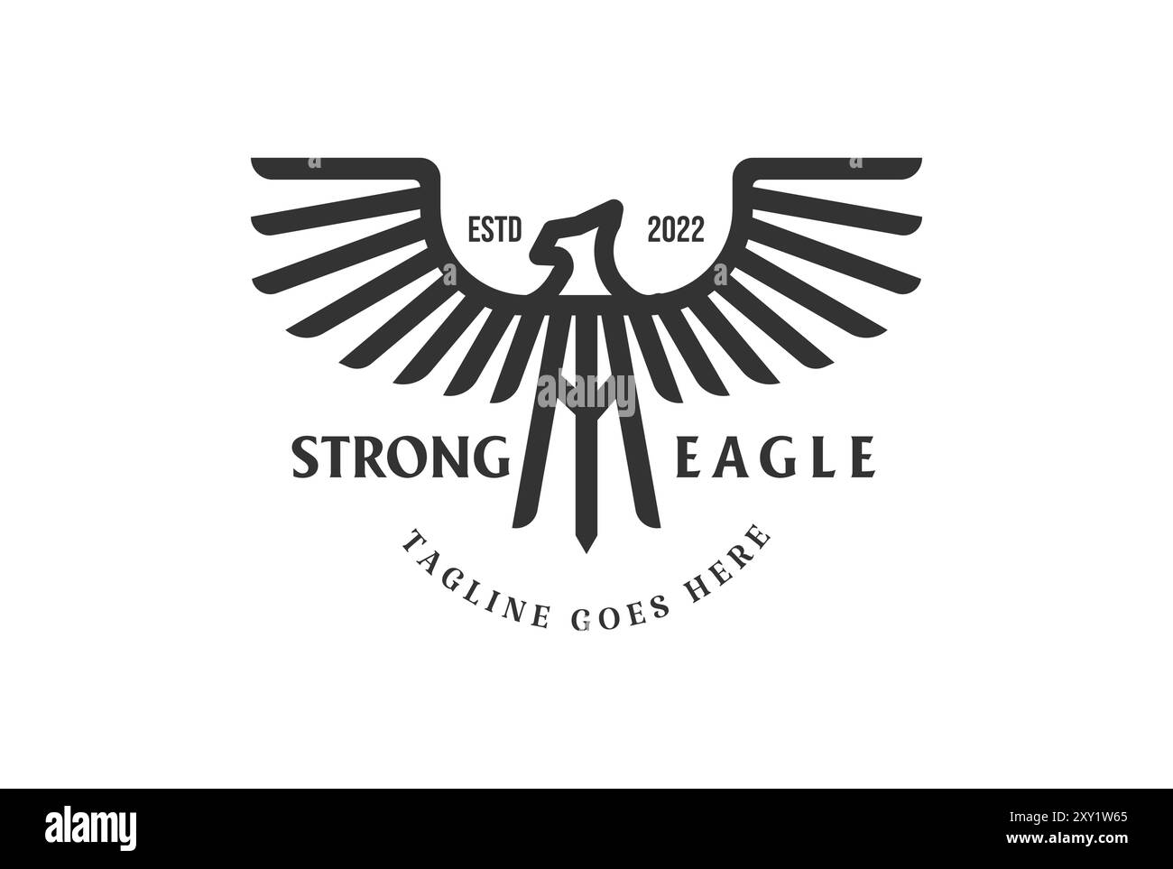 Vintage Strong American Eagle Hawk Falcon Phoenix Bird Monogram Logo ...