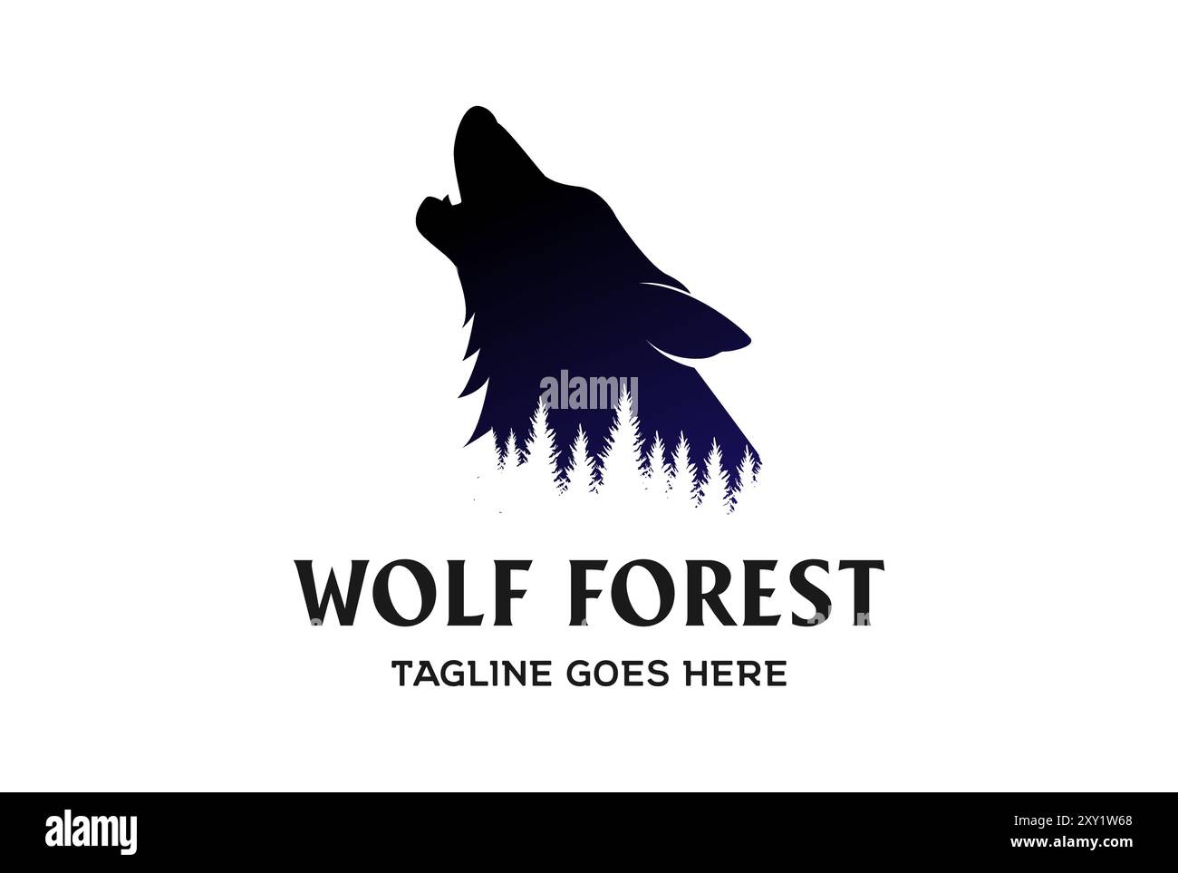 Vintage Retro Howling Wolf Silhouette with Pine Cedar Evergreen Fir Trees Forest Logo Design ...