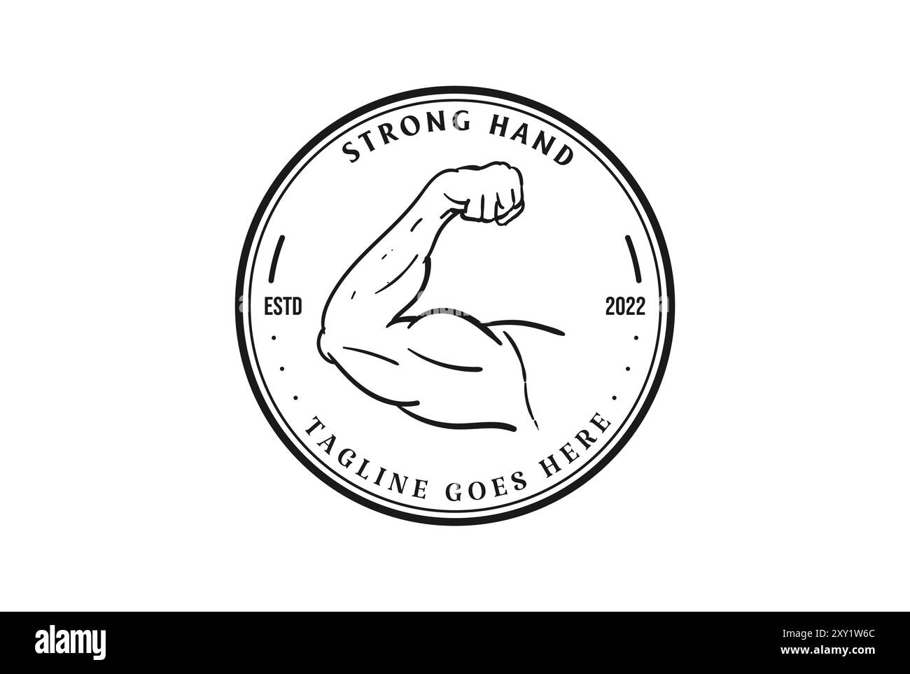 Vintage Strong Muscular Hand Badge Emblem Label Stamp for Fitness Gym ...