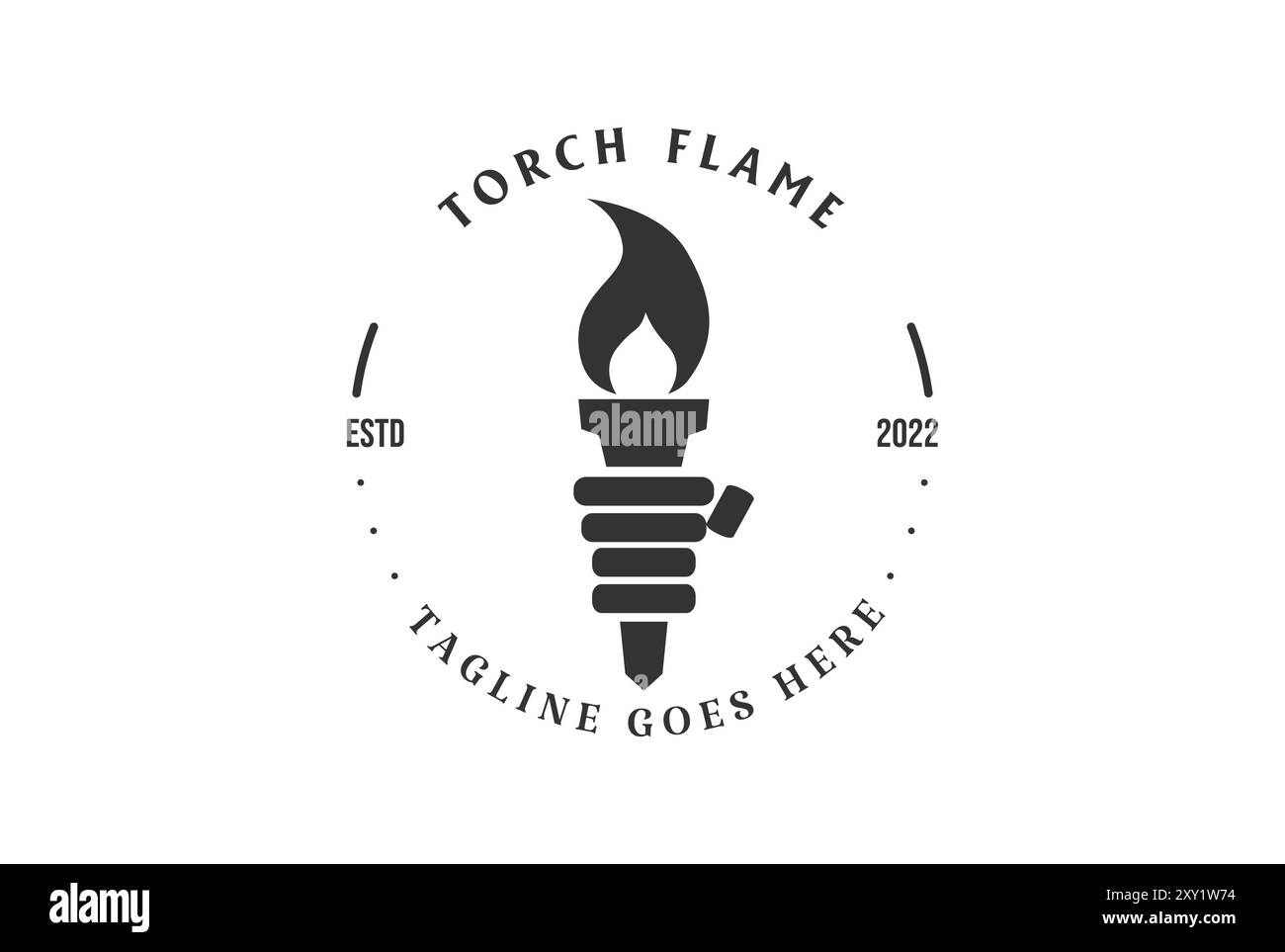 Vintage Retro Hand hold Torch Flame for Sport Event Logo Design Vector ...