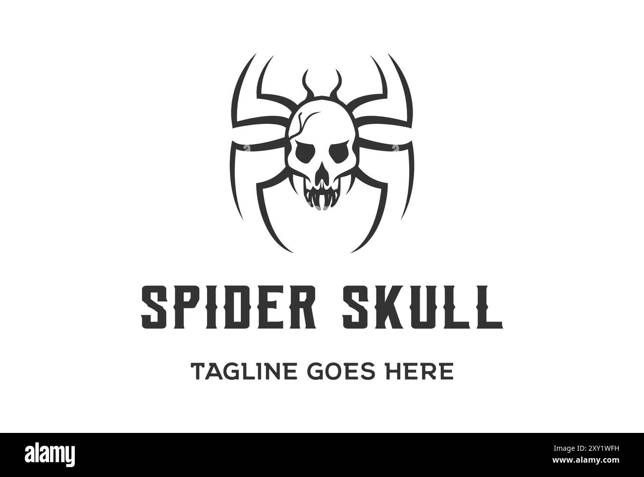 Vintage Scary Spider Skull for Halloween Festival or Tattoo Logo Design ...